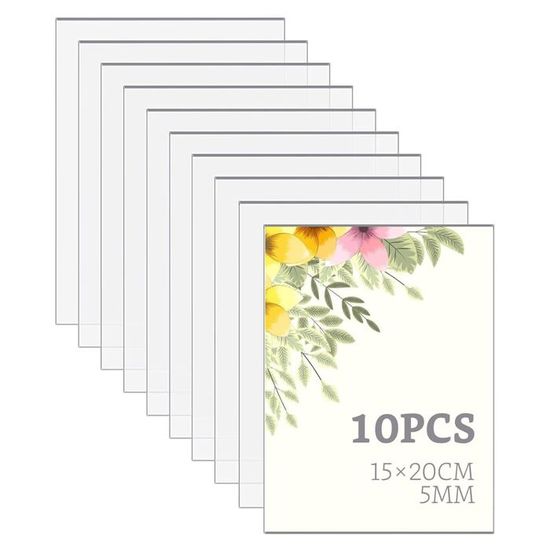 ZOFUN Lot de 10 plaques en verre acrylique - Plexiglas transparent - 5 ...