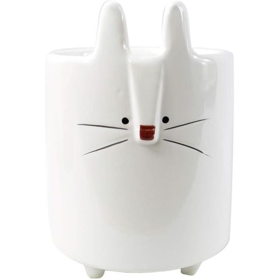 Cache-pot en céramique blanc avec lapin - 15 cm - Cdiscount Jardin