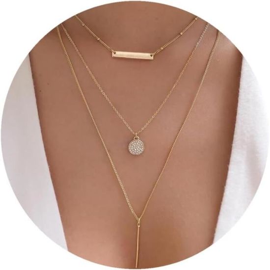 Collier Femme Or Multirang 14K Plaqué Or Femme Sautoir Colliers Long ...