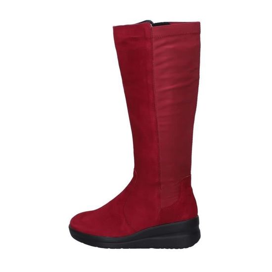 Bottes Femme Cuir Bordeaux - CINZIA SOFT - Talon Compensé 4cm ...