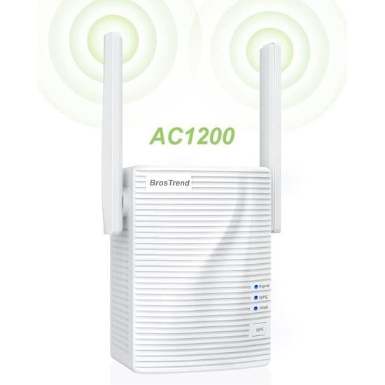 BrosTrend Répéteur WiFi AC 1200 MB/s, Amplificateur WiFi, WiFi Extender, Booster WiFi ...