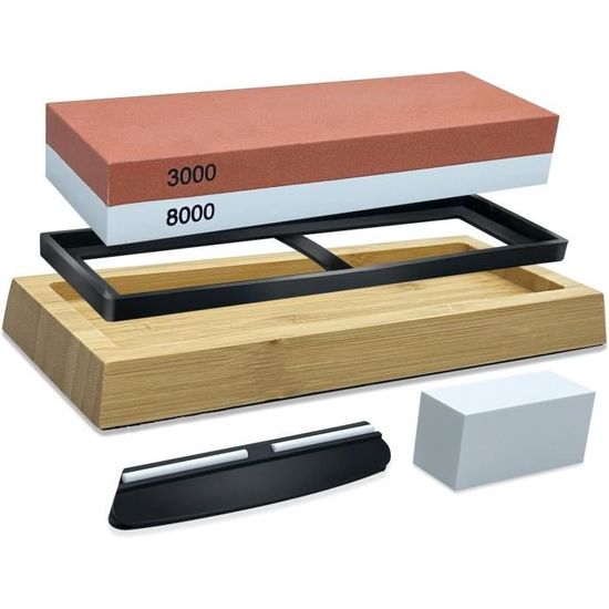 Ensemble de pierres à aiguiser pour couteaux, aiguiseur de couteaux, pierre à eau double face ...
