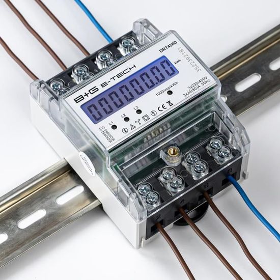 B+G E-Tech T428D Compteur triphasé pour rail DIN avec watètre et ...