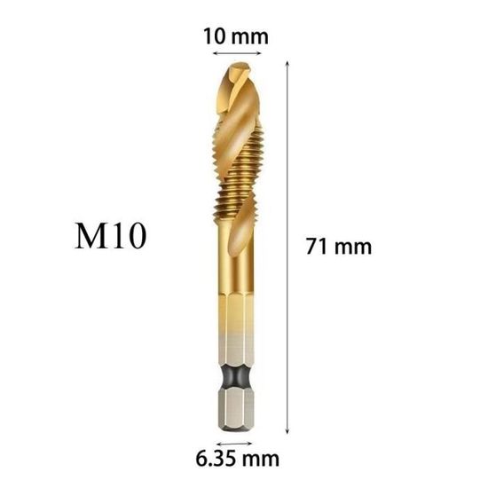 FILIERE - BUSE DE FILAGE - TARAUD,Y-4-M10--Mèches à tige hexagonale M3 ...