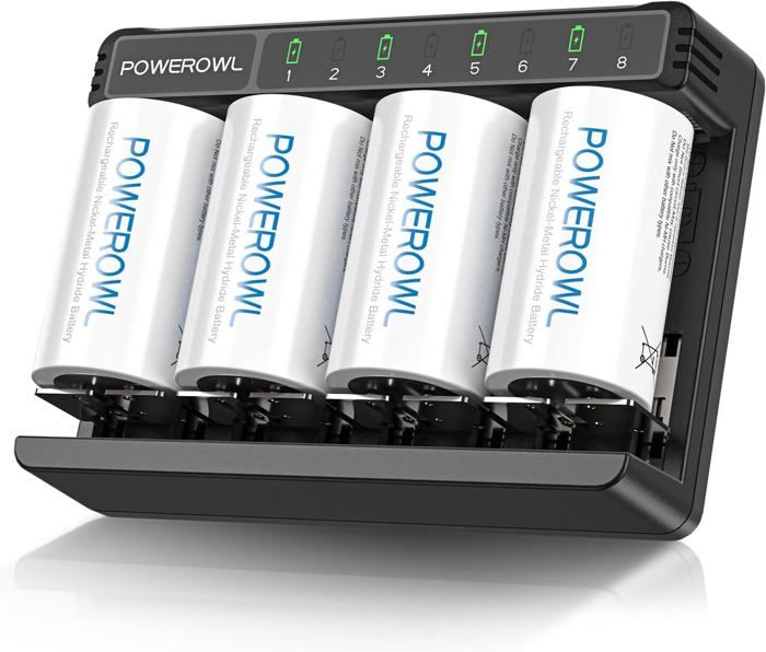 Chargeurs de Piles Rechargeables et D,4X 10000 mAh D Batterie NiMH ...