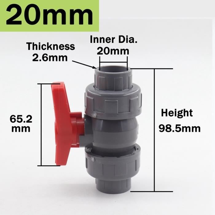 Diamètre intérieur 20 mm-1 PCS-Robinet À Bille Pvc , Connecteur Pour ...