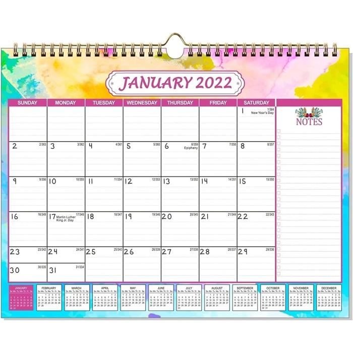 Weekly Planner Calendrier Mural De 12 Mois 2022 Compte À Rebours ...