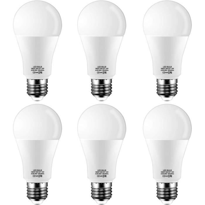 Ampoule LED Standard Culot E27,Blanc Froid 6000K,14W équivalent 120W,Dépolie, Lot de.[Z1378 ...