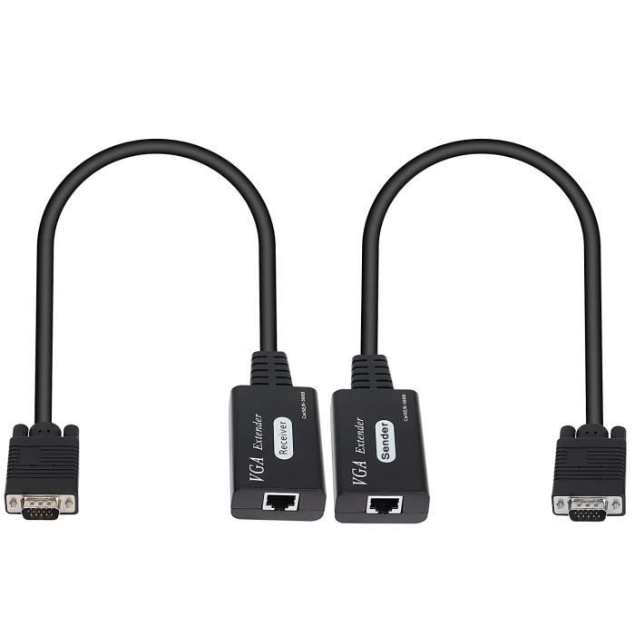 Rallonge Vga Mâle Vers Rj45 Ethernet Lan Convertisseur Émetteur De ...