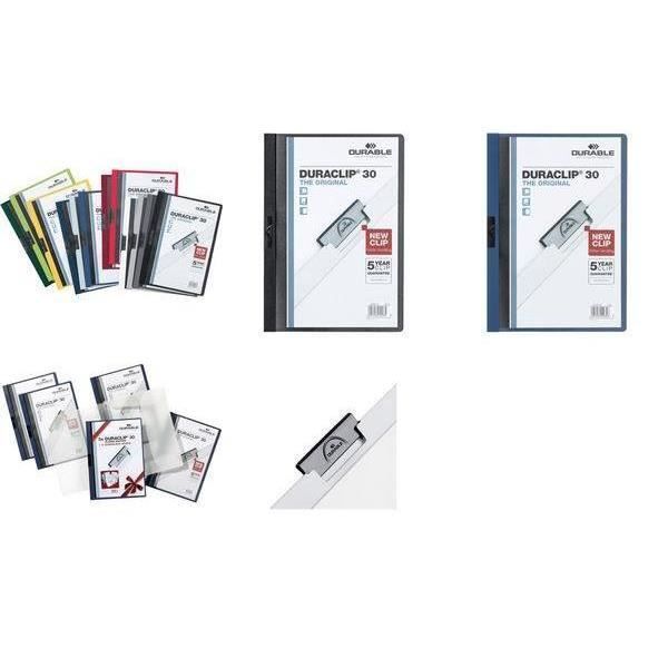 Chemises à clip - DURABLE - DURACLIP ORIGINAL 30 - A4 - Bleu nuit ...