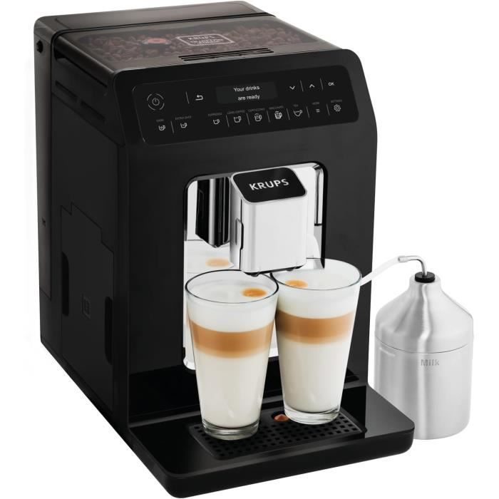Machine À Café À Grain Avec Pot À Lait Inox, 2 Tasses Simultanée, Ecran ...