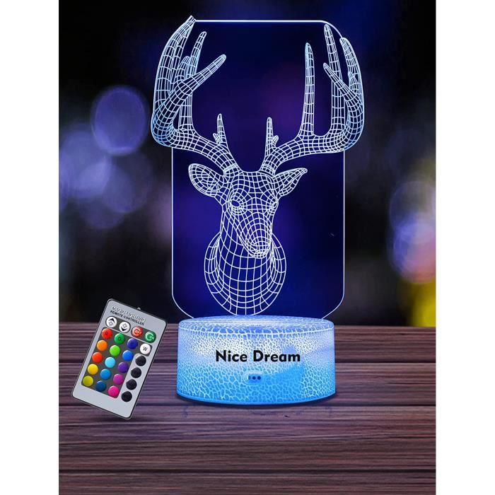 Nice eam Cerf Veilleuse pour Enfants, Lampe Illusion 3D LED Lère ...