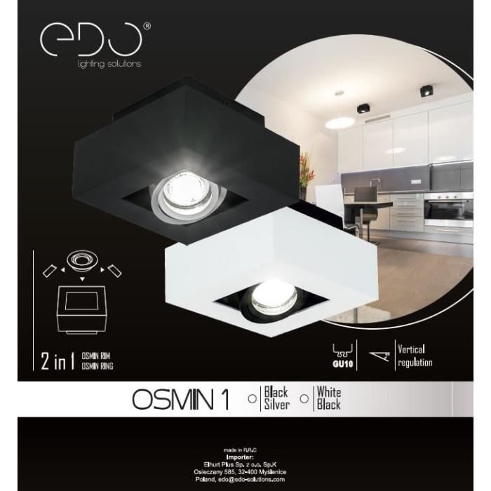 Spot Plafond Triple En Saillie Osmin 1 Noir Ip20 Carré - Luminaire ...