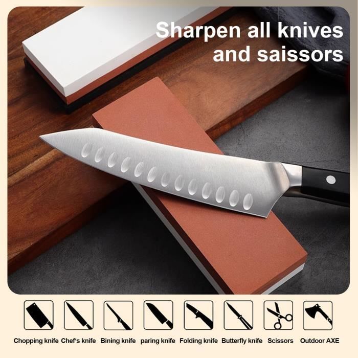 Ensemble de pierres à aiguiser pour couteaux, aiguiseur de couteaux, pierre à eau double face ...