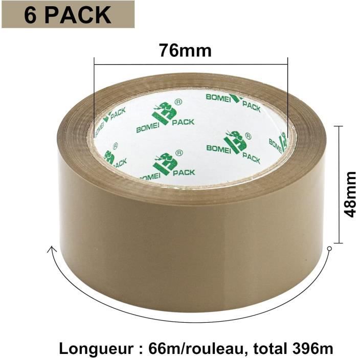 6 Rouleaux de Ruban adhésif Marron pour emballage 48 mm x 66 m avec ...