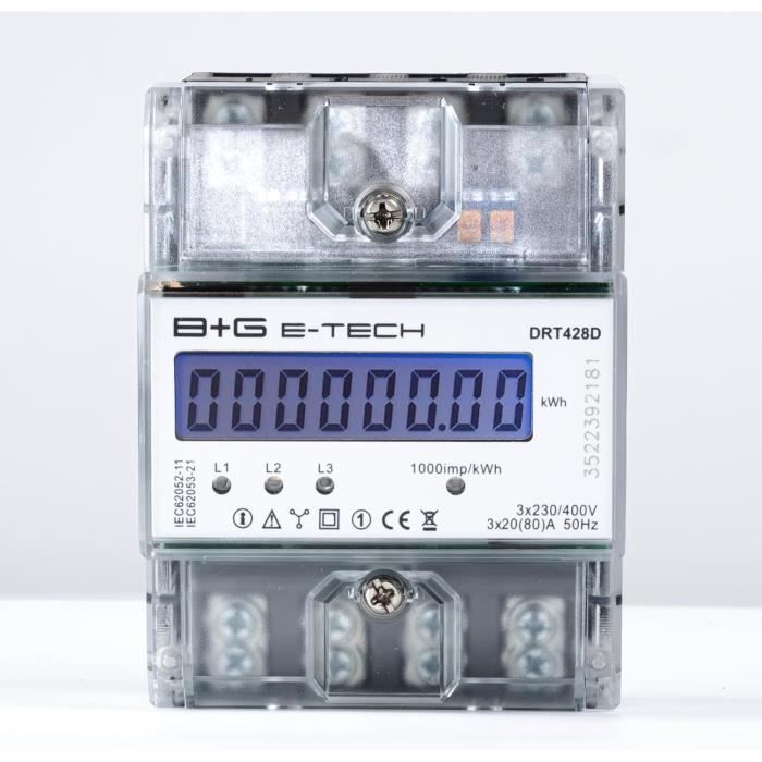 B+G E-Tech T428D Compteur triphasé pour rail DIN avec watètre et ...