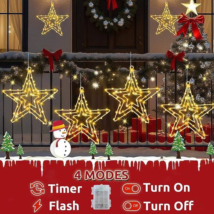 2 x 75 LED Christmas Lights, Waterproof Christmas Decoration Window ...