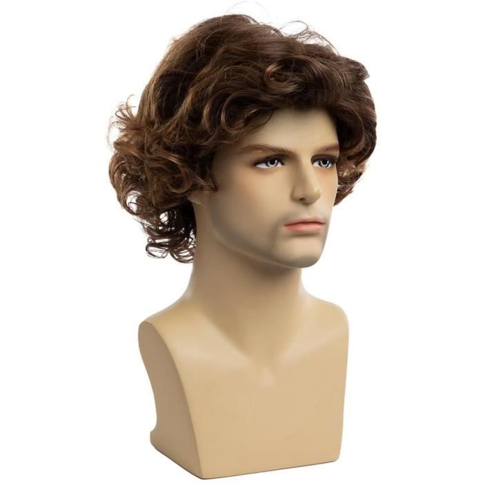 Short Homme Frisé Perruque Blonde Brun Synthétique Halloween Cosplay ...