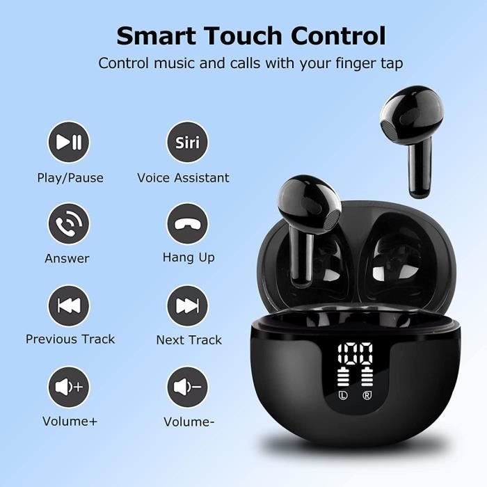 Ecouteurs Bluetooth Sans Fil Ecouteur Bluetooth 5.1,Contrôle Tactile,Le ...
