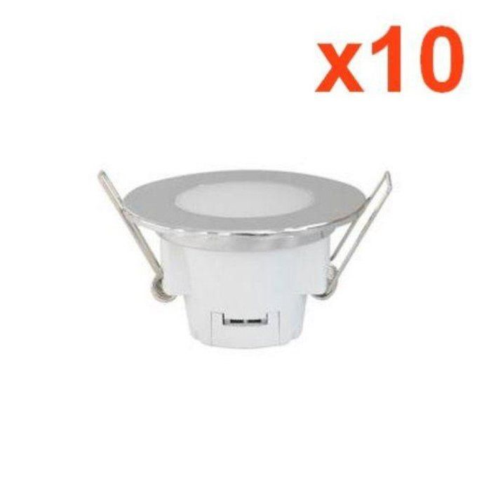 Spot LED Etanche 5W Rond Encastrable ALU IP65 (Pack de 10) - Blanc ...