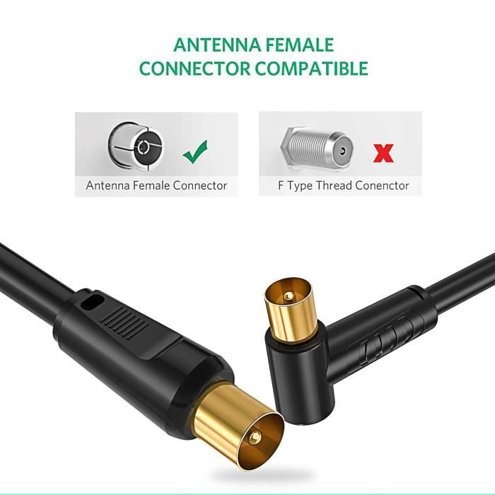 Câble Antenne TV Mâle à Mâle Câble Noir, Câble Coaxial TV PAL RF avec ...