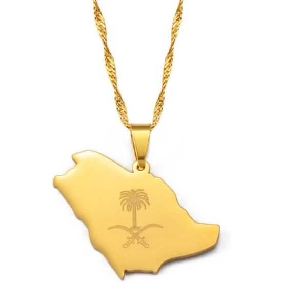 Arabie Saoudite Carte Et Emblème Symbole Épée Croisée Charme Pendentif ...