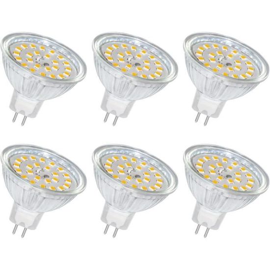 Ampoule Led Mr16 Gu5.3 12V 5W lumière blanche chaude 3000K, 500Lm non dimmable, équivalent à une ...