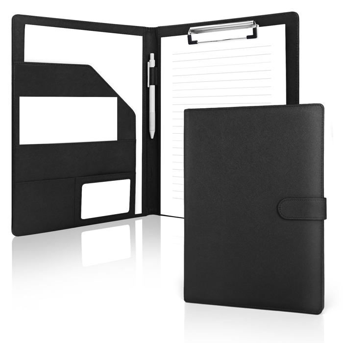 Porte documents A4 clip noir - 1 pièce, poches, stylo, fermeture ...