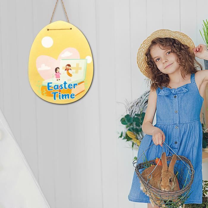 Mignon porte de pâques suspendu salle lapin bureau ornements en bois ...