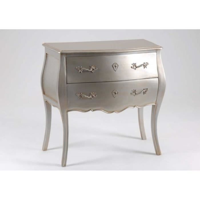 Commode 2 tiroirs Murano Silver Argent - Cdiscount Maison