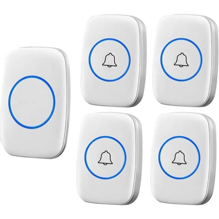 Sonnette De Porte sans Fil, Sonnette Étanche IP44, 4 Niveaux De Volume ...