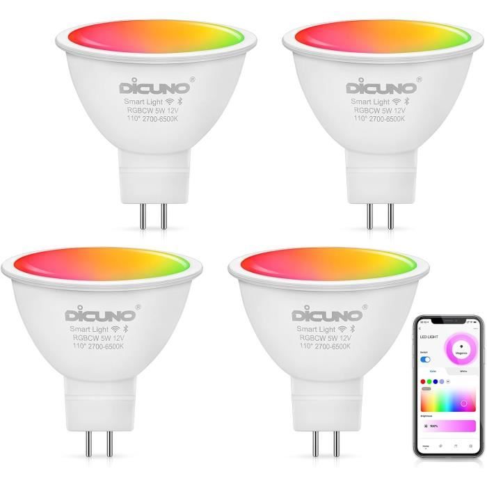 Ampoule Connectée Led Gu5.3, Mr16 Ampoule Wifi Led Intelligente Compatible Avec Alexa Et Google ...