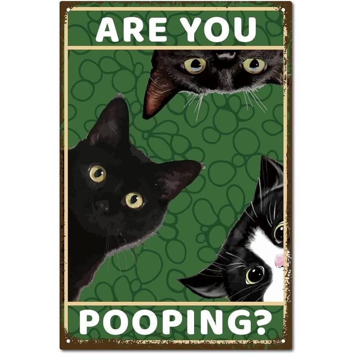 Panneau Métal Vintage Forme Chat Noir Are You Pooping Salle Bain Plaque ...