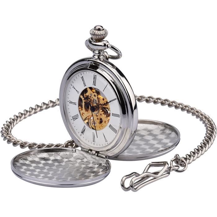 Montre Gousset Mecanique Steampunk Montre Homme Squelette Mécanique cuivre Gousset Dore Noir ...