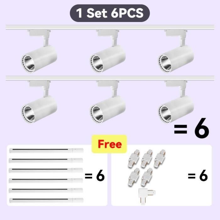 (6 lights set white|12W Cold white)Spot Lumineux LED sur Rail pour ...