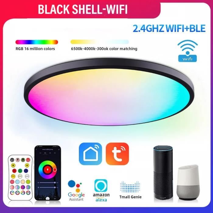 Plafonnier rond intelligent à LED, Wi Fi, RGBCW, Tuya, compatible avec ...