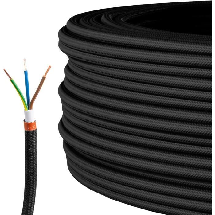 Câble Rond À Trois Fils 3 X 0,75 Mm² Avec Revêtement Textile Doré Pour ...