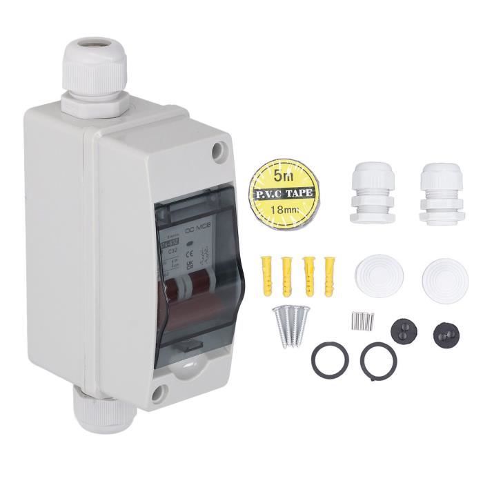 EJ.life Disjoncteur miniature DC Miniature Disjoncteur 2P IP65 Étanche Couvercle Transparent 32A ...