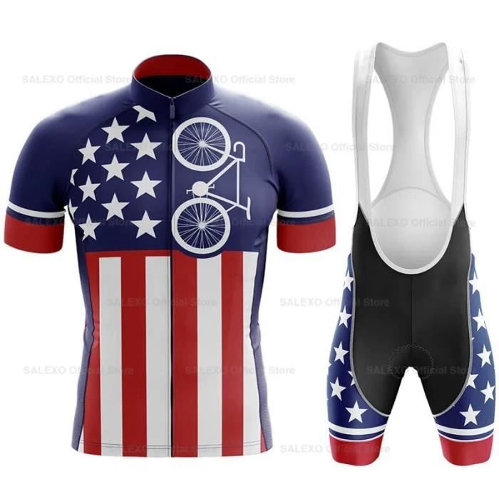 Ensemble de maillot de cyclisme USA Racing Team pour hommes, vêtements de vélo, équipement de ...