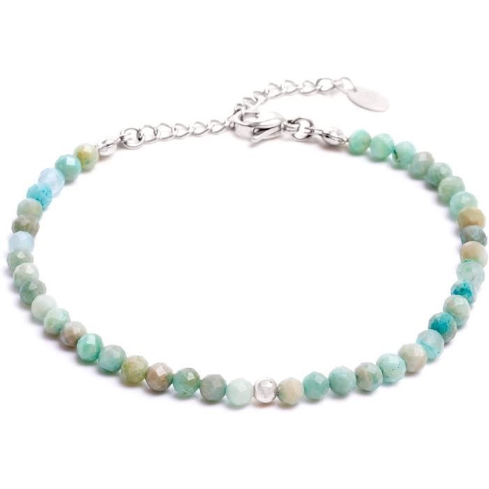 Bracelet De Perles En Véritable Pierre Naturelle Avec Perle En Argent ...