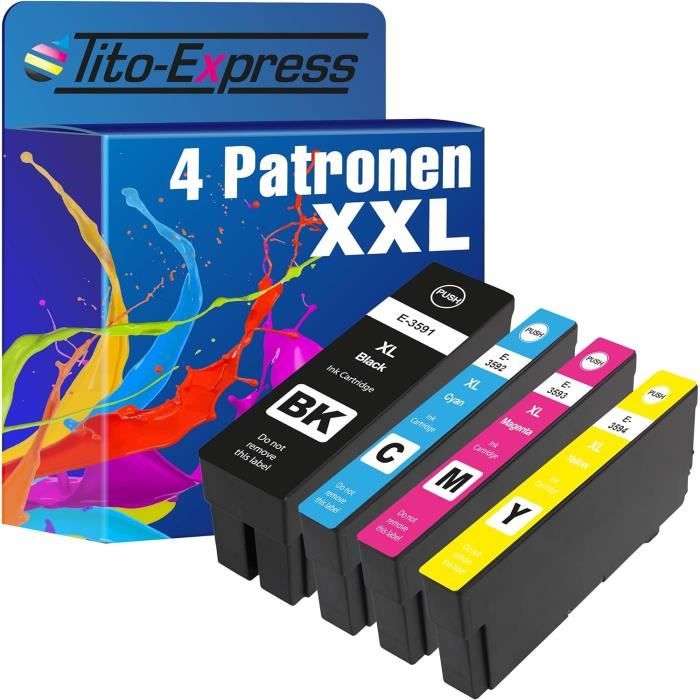 Cartouches D'Imprimante Platinumseries 4 Xxl Te3591-Te3594 Compatibles Avec Epson Workforce Pro ...
