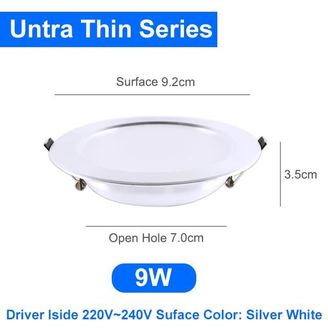 Downlight,9W 90mm Ultra Thin-Cold White--Spot lumineux LED ultramince ...