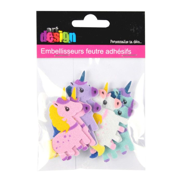 Lot de 8 Stickers Feutrine "Licornes" 15cm Multicolore - Cdiscount ...