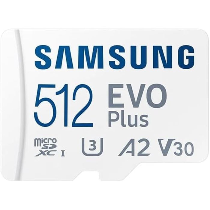 Carte MEMOIRE Samsung 512G Micro SD Evo Plus 2024 avec Adaptateur SD ...