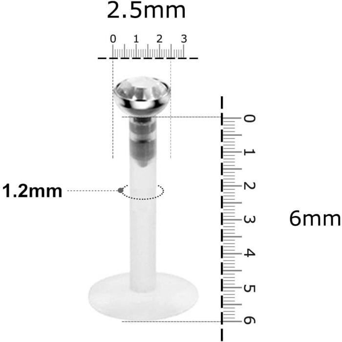 20Pcs 16 Gauge Clair Barre À Lèvres Flexible Piercing Oreille Labret Retainers Stud Piercing ...