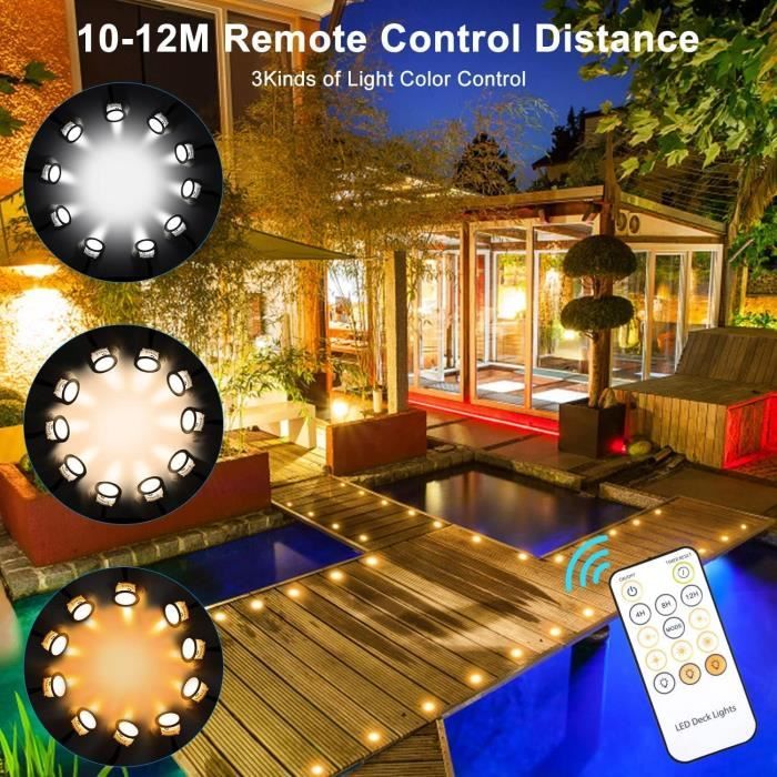 Lot De 12 Spots Encastrables Pour Terrasse Avec Télécommande À ...