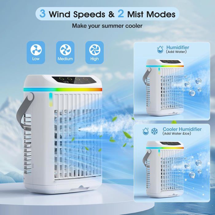 Climatiseur Mobile Avec Télécommandé, 1000Ml 4 En 1 Mini Climatiseur ...