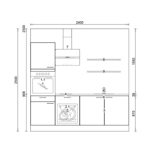 UB DESIGN Pack Cuisine ASTUCIO 2 NOIR MAT - 240CM - Cdiscount Maison
