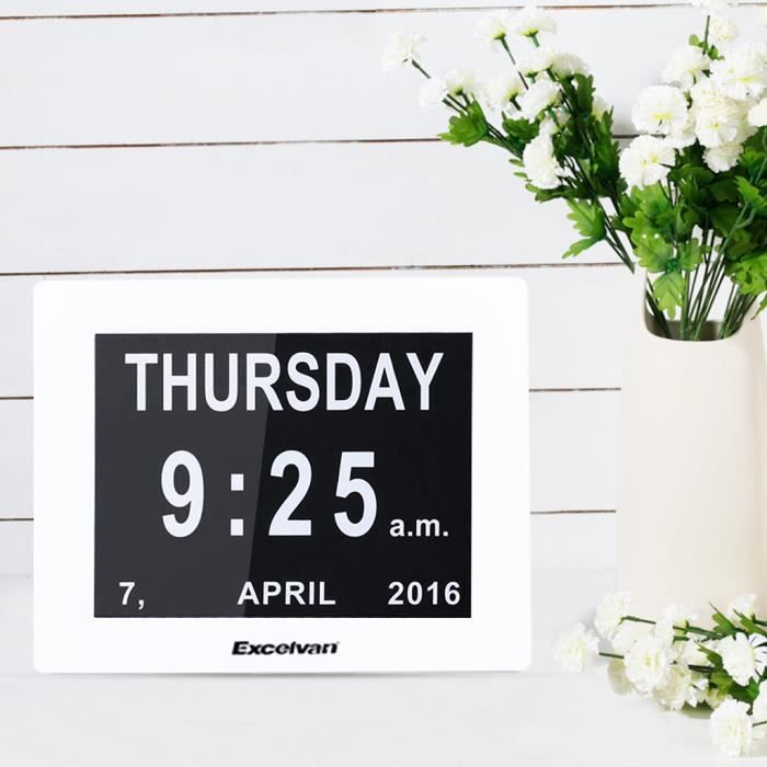 EXCELVAN 8 " Horloge Calendrier Numérique avec Date Jour et Heure ...