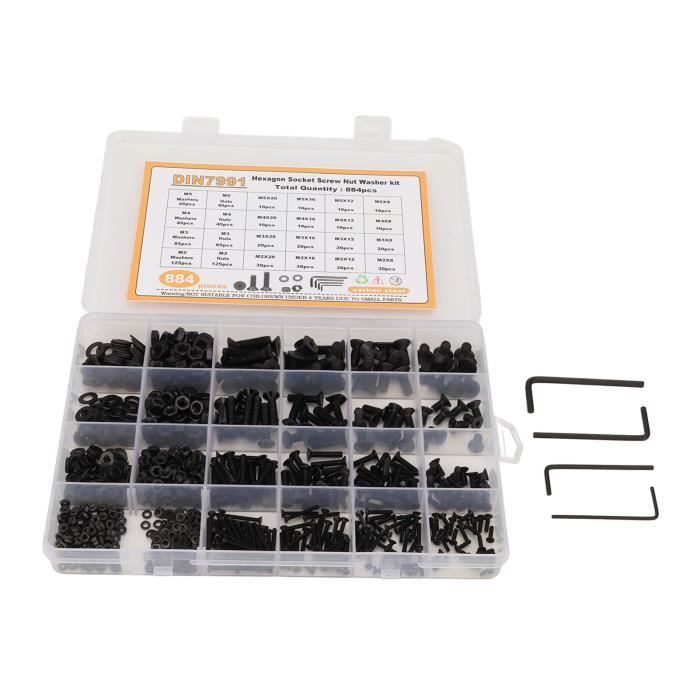 Kit de rondelle d'écrou de vis à douille - FDIT - 884 pièces - Acier au ...